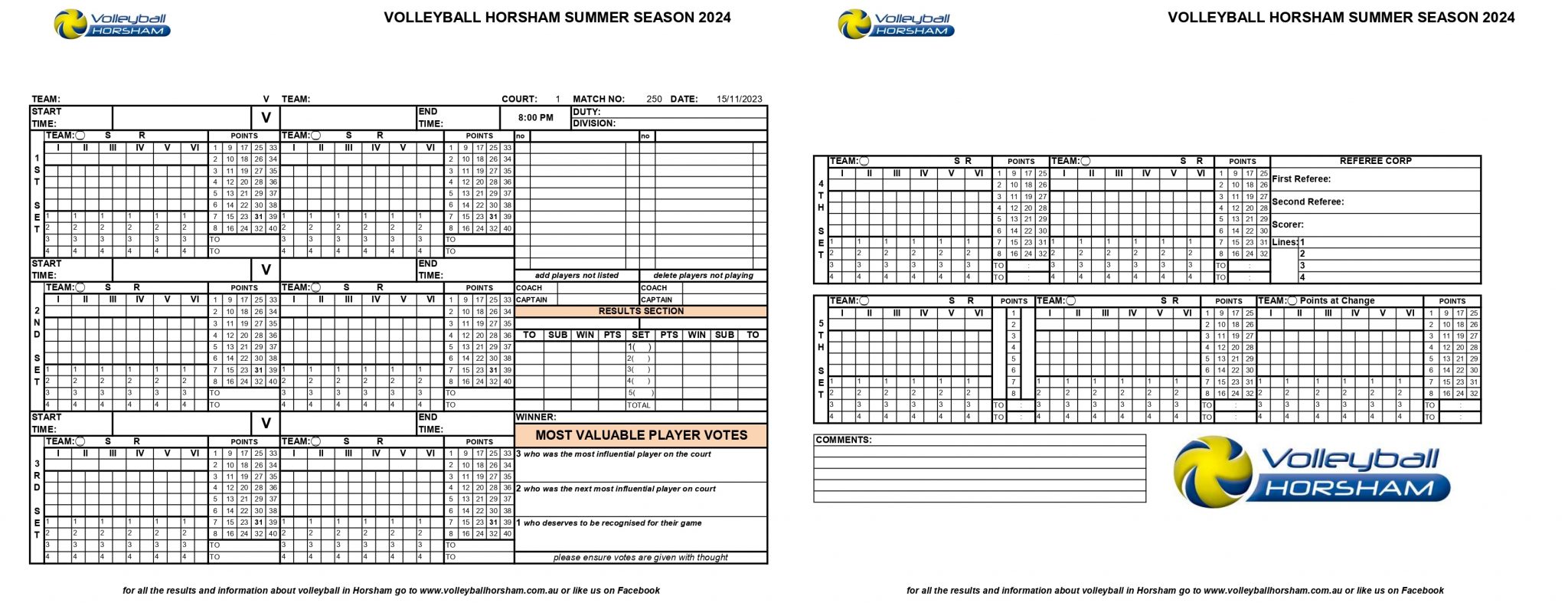 Scoresheet Procedure – Volleyball Horsham
